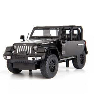 bdtctk compatible for 1:32 wrangler model car, zinc alloy pull back toy car with sound and light for kids boy girl black