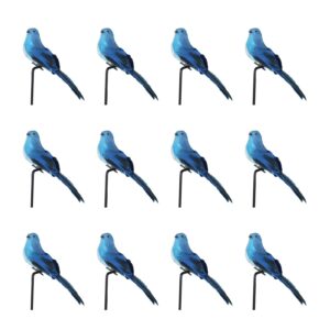 lazyspace 12pcs artificial christmas birds,simulation feathers foam birds with metal clip,mini birds for diy crafts decoration home garden wedding party xmas tree ornament,blue