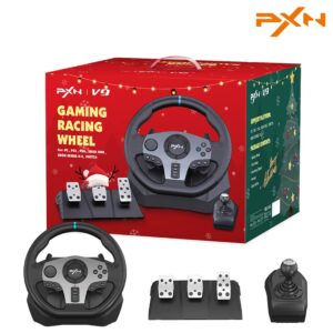 pxn v9 gaming steering wheels - 270/900° xbox steering wheel driving sim, pc racing wheel dual-motor vibrate with pedals and joystick, for xbox one, ps4, ps3, pc,xbox series x|s,switch