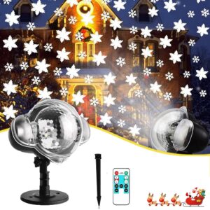 snowflake lights projector christmas led snowfall projection with remote control, waterproof for indoor outdoor christmas halloween birthday party wedding home garden decor (white-snowflake)