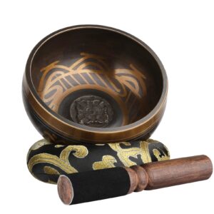 sovvid tibetan singing bowl set - 4inch meditation sound bowl handcrafted in nepal for healing and mindfulness unique large sound bowl with dual end striker and cushion relaxation gifts for women men