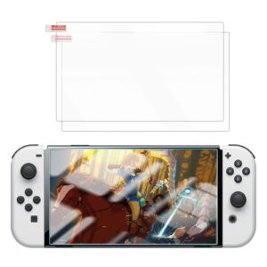 dlseego tempered glass screen protector 2 pack for switch oled model 2021 new with transparent hd clear screen protector for switch oled 7'' anti scratch bubble free design - 2 pack