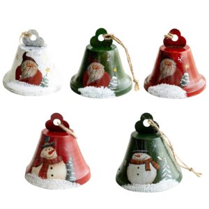 5pcs christmas bell, christmas jingle bell hanging decoration for home garden christmas tree decor(size:8x8cm)