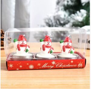 hedontachy delicate christmas snowman candle set of 3 packs for christmas party home garden outdoor patio decoration