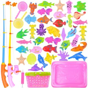 ruthy-cutie magnetic fishing game toy with floating pool, ocean sea animals, water table plastic floating kids toys 1234