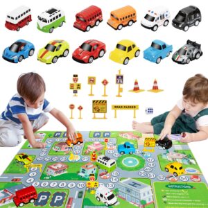 hot toddlers toys with playmat 12 pack die-cast pull back cars toys wheels vehicles cars for toddlers 1-3