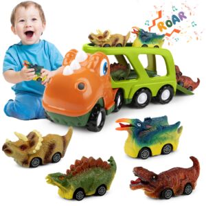 nicmore dinosaur truck toddler toys car: toys for 2 3 4 year old boy 5 in 1 carrier transport toys for kids age 2-3 2-4 | 18 months 2 year old boy girl birthday gifts