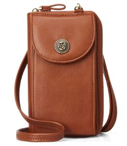 bromen small cell phone purse crossbody bags for women vegan leather wallet purse with credit card holder brown grain