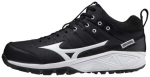 mizuno men's ambition 2 all surface mid turf shoe, black-white, 10.5