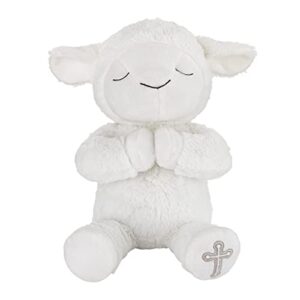 little love by nojo baptism white plush lamb with praying hands and embroidered cross