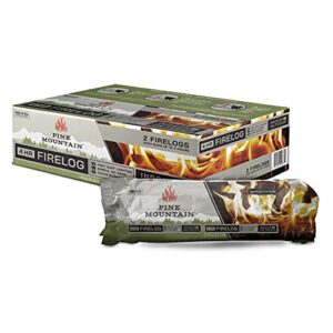 pine mountain traditional 4-hour firelogs, easy starter logs, long burning firelog for fireplace, campfire, fire pit, indoor & outdoor use, 2 pack