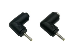 dafensoy dc barrel power jack charging cable connector, 90 degree angle dc5.5 x 2.1 female to 2.5 x 0.7 male adapter, used for notebook computers, tablet computers, led lights, routers, etc (2-pack)