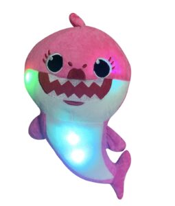 children's soft plush toy shark with music singing & lights, the best gift for boys and girls (pink), 12 inches