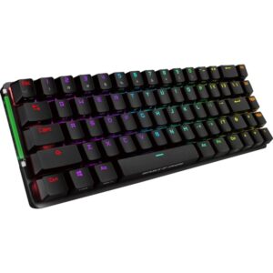 asus rog falchion nx 65% wireless rgb gaming mechanical keyboard | rog nx brown tactile switches, pbt doubleshot keycaps, wired / 2.4g hz, touch panel, keyboard cover case, macro support