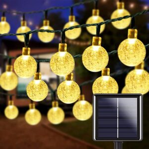 garden solar string lights, 200 leds 72ft 8 modes waterproof crystal globe balls lighting for outdoor patio lawn garden yard decoration wedding holiday home party wedding christmas decor (warm white)