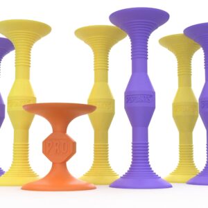 popdarts pro pack game set (purple and yellow) - indoor, outdoor suction cup throwing game - competition with a pop