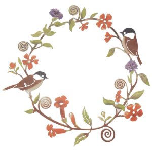 arricraft flowers wreath wall art - hand painted, home and garden hanging alloy birds wreath, colorful, branches with birds decorative for porch, window, garden, yard, outdoor wall