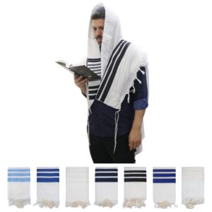 ateret judaica full size tallit prayer shawl with matching bag, certified kosher, blessing on neckband.design&made in israel. (size 55-72 x 52 inch, black & silver)