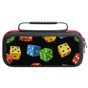 varicoloured dice printed carrying case storage bag for switch lite & accessories travel portable