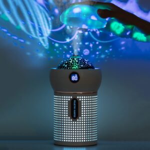 shuyuni humidifiers for kids & baby bedroom, 630ml portable cool mist humidifiers, 360° rotation projector, 6-color starry night light, whisper-quiet, waterless auto-off, bpa free, christmas gift