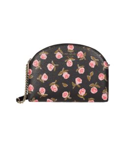 kate spade new york spencer ditsy rose printed pvc double zip dome crossbody black multi one size