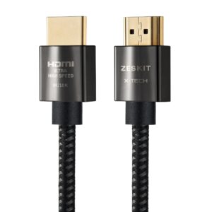 zeskit x-tech 48gbps ultra high speed hdmi cable 6.5ft, 8k60 4k120 144hz earc hdr hdcp 2.2 2.3 compatible with dolby vision apple tv 4k roku sony lg samsung xbox series x rtx 3080 ps4 ps5