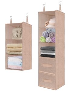 cosifo 8-shelf hanging and storage with 2 drawers, 3-shelf and 5-shelf separable closet organizers and storage, pink collapsible hanging closet shelves, baby nursery storage closet organizer