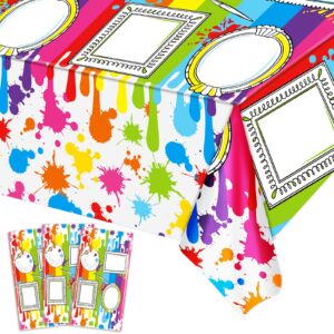 art party decorations paint party tablecloth paint party supplies creative paint theme table cloth printing art party table cloth machine washable tablecloth for decor (3 pieces)