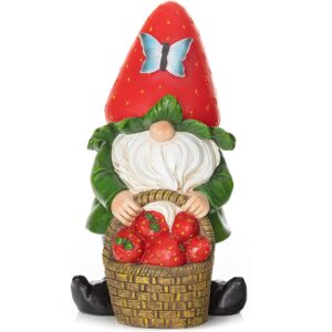 vp home strawberry gnome solar powered led outdoor decor garden light great addition for your garden, solar powered light garden gnome, christmas decorations gifts