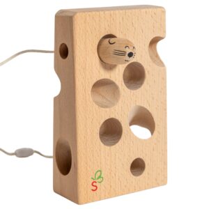 montessori wooden cheese lacing and threading activity toy: early educational fun for babies, toddlers, boys, and girls