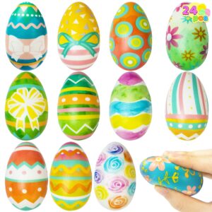 joyin 12 pcs easter squishy toy eggs slow rising stress relief super soft squeeze easter eggs for easter party favor, easter basket stuffer, assorted colors 1.6x2.6 inches eggs