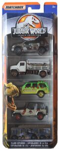 matchbox 5 pack island explorers, jurassic world legacy collection