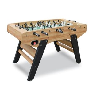 hathaway center stage pro series 55 inch foosball table adult size for family rec room - with smooth playfield, dual abacus scoring, auto ball return, sturdy leg levelers & foosball balls – light oak