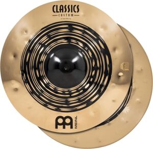 meinl cymbals classics custom dual 14" hihat cymbal pair for drum set, dark/brilliant — made in germany — b12 bronze, 2-year warranty, (cc14duh)