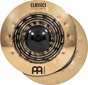 meinl cymbals classics custom dual 15" hihat cymbal pair for drum set, dark/brilliant — made in germany — b12 bronze, 2-year warranty, (cc15duh)