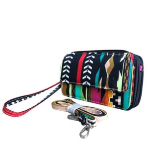 ngil canvas all in one wallet, wallet, women wallet, wristlet wallet, zippered wallet for women (desert serape-black)