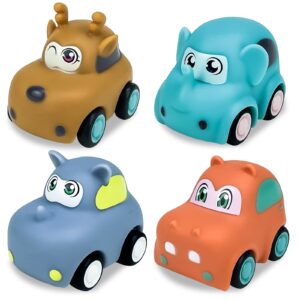 toy cars gifts for 3+ years old boys girls toddlers - soft car baby toys pull back cars set 4 pack birthday gifts for infant