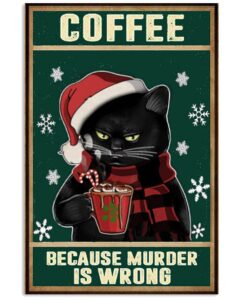 awoldwide cat decor retro christmas cat vintage metal tin sign coffee because murder is wrong retro tin sign home bar restaurant garden bathroom wall decor 8x12 inch