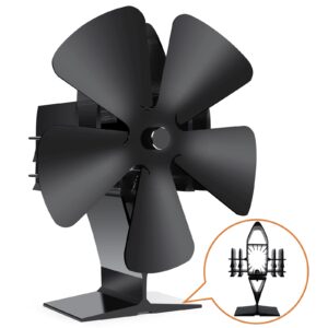 fcymov heat powered stove fan, 5-blades fireplace stove fan, for wood, fireplace, log burning, ultra quiet circulating warm air saving fuel, fast start burner fireplace fans non electric