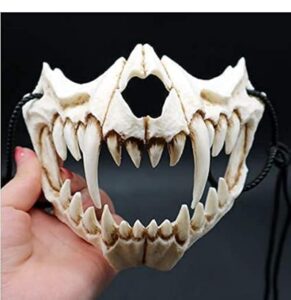 halloween skeleton mask scary werewolf mask half skull mask cosplay costume half face teeth skull party cosplay mask festival half mask animal skeleton mask half-face mask halloween costume prop