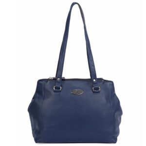 rolando rose women's top-handle leather handbag (navy blue)