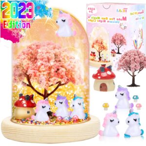 unicorn night light, tcjj diy night light- make your own night light, unicorn gifts for girls, unicorn mermaid hand craft terrarium birthday gifts christmas gifts for age 4, 5, 6, 7, 8 years old girls