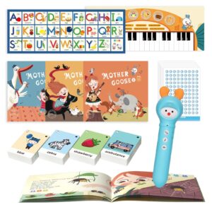 alilo learning educational toys for toddlers 2-3-4-5-6, interactive reading pen set for kids, with 3 learn to read books for kids, 100 talking flash cards, 540 recording stickers, alphabet, music card