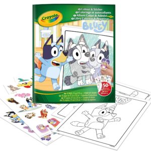 crayola bluey color & sticker activity, bluey coloring book, 32 coloring pages, gift for kids, ages 3, 4, 5, 6