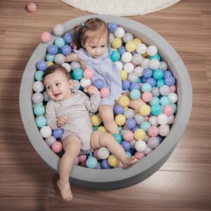 hofish foam playset with ball pit for toddler children, playset designed easy to clean or install, children indoor active climbing crawling and playing -(balls not included) (light gray, 1pc)