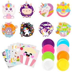 d2ucco 32 pcs unicorn paper plate art kit educational diy craft early learning art project classroom activities party gifts learning games holiday crafts christmas activities aged above 12 boys girls