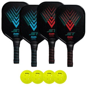 franklin sports - aluminum pickleball paddle 4 player paddle and ball set- usa pickleball (usapa) approved,red/blue