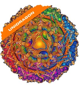 unidragon original wooden jigsaw puzzles - mandala inexhaustible abundance, 200 pcs, medium 9.8"x9.8", beautiful gift package, unique shape best gift for adults and kids