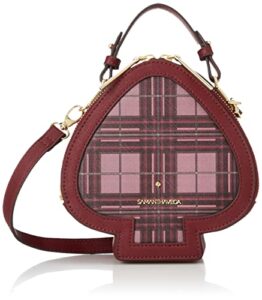 samantha vega women's handbag, plaid spade motif bag, wine red