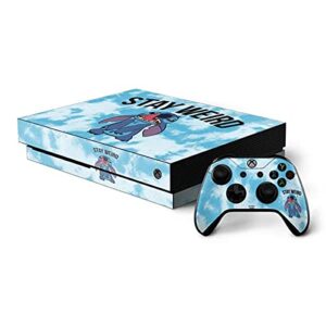 skinit decal gaming skin compatible with xbox one x console and controller bundle - officially licensed disney stitch stay weird design